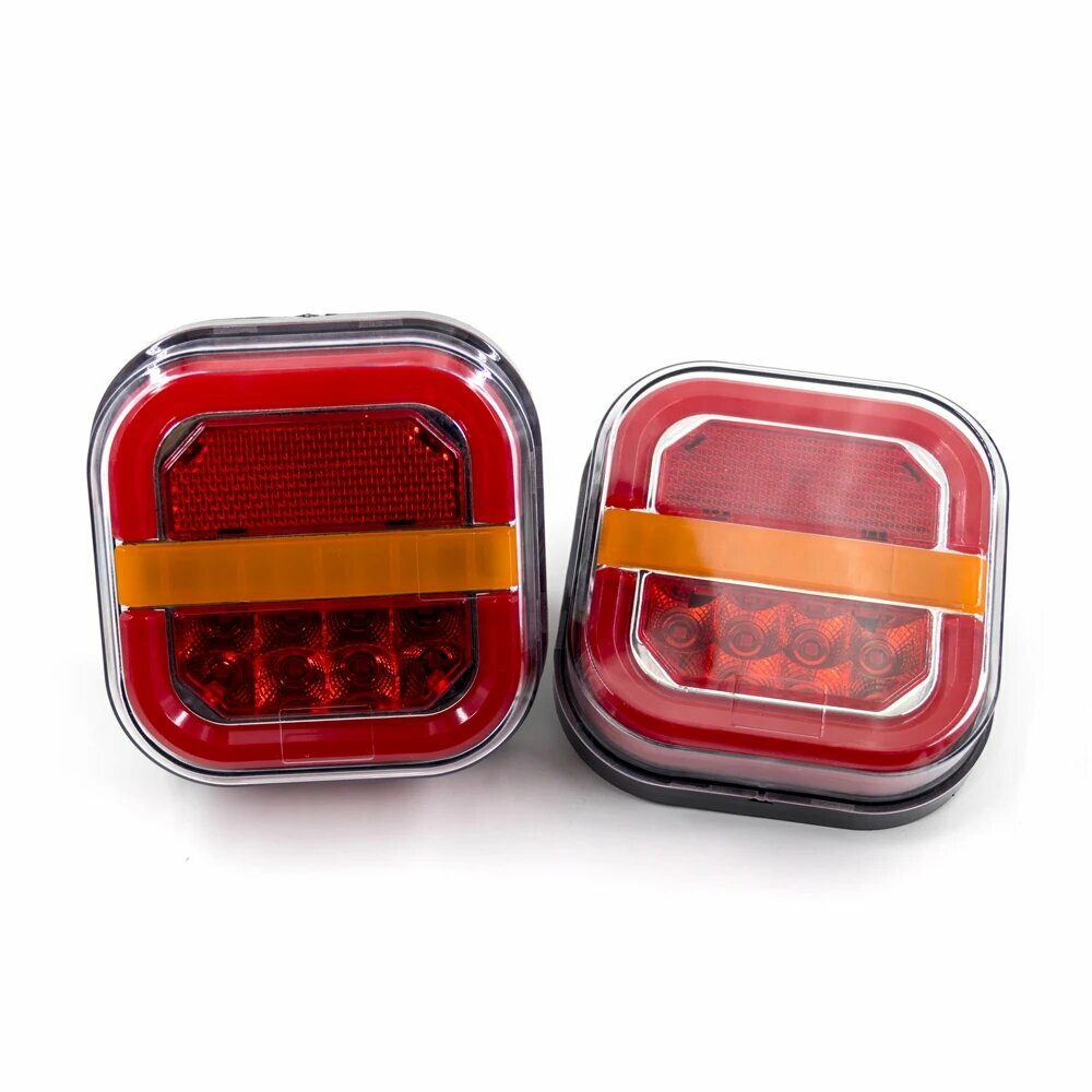 2 шт. 12 В 24 В 4-дюймовый квадратный светодиодный задний фонарь Licesen Plate Задний фонарь указателя поворота для прицепа, автобуса, пикапа, задний левый и правый стоп-сигнал