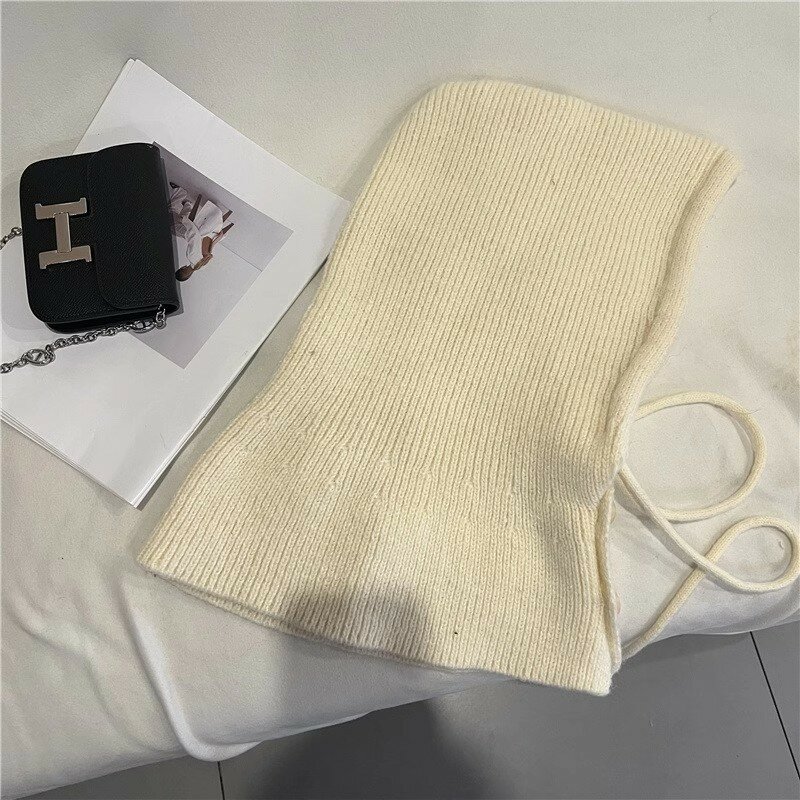 Корейская шапка-балаклава для женщин, зимняя теплая шапка и шарф, интегрированная парная стильная шерстяная вязаная шапка с защитой ушей