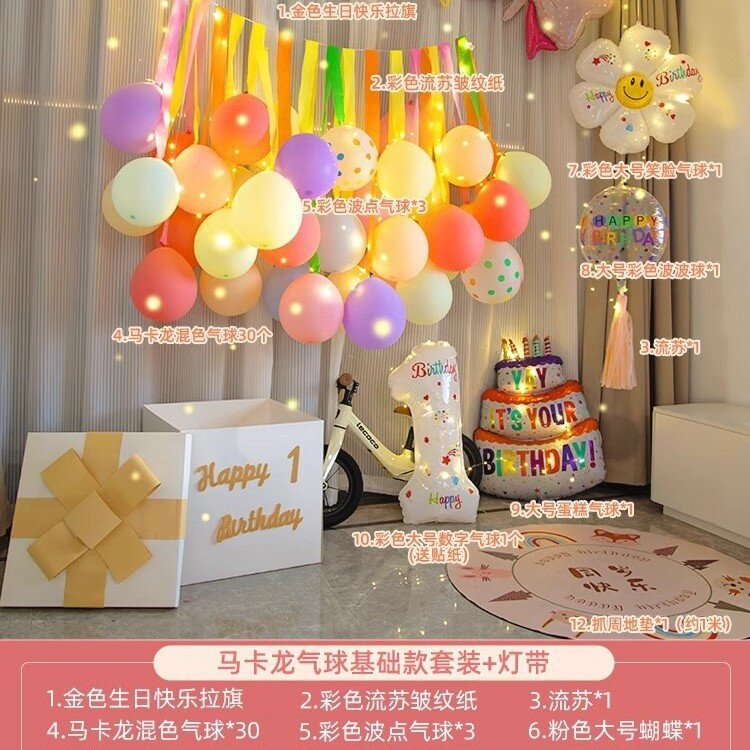 2026 Новейшие украшения для первого дня рождения мальчика и девочки, детская сцена, фон для фото с воздушными шарами, атмосфера для вечеринки