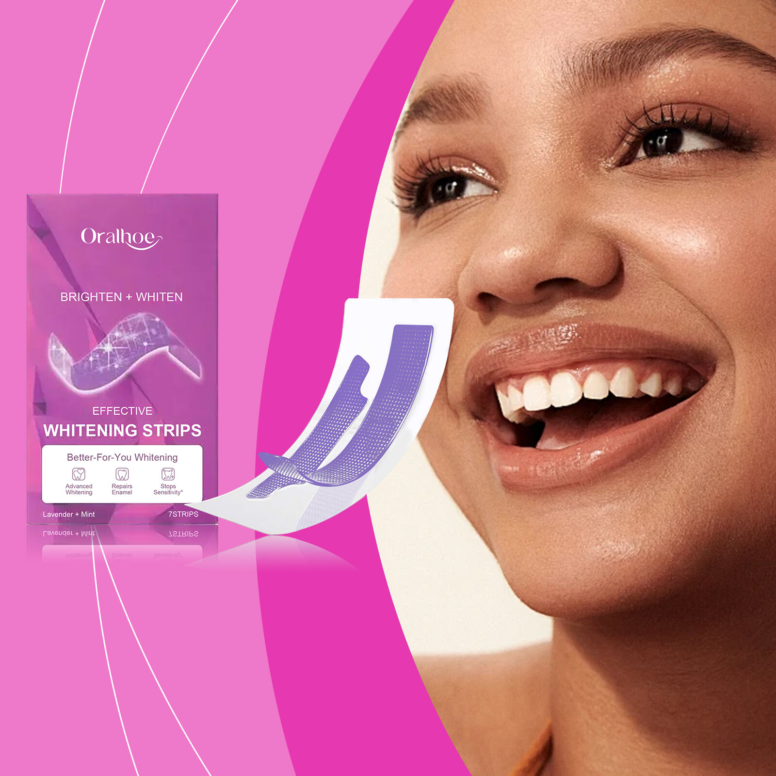 Фиолетовые полоски для зубов, мягкая глубокая очистка, уход за пятнами на зубах, освежение, портативные полоски для зубов