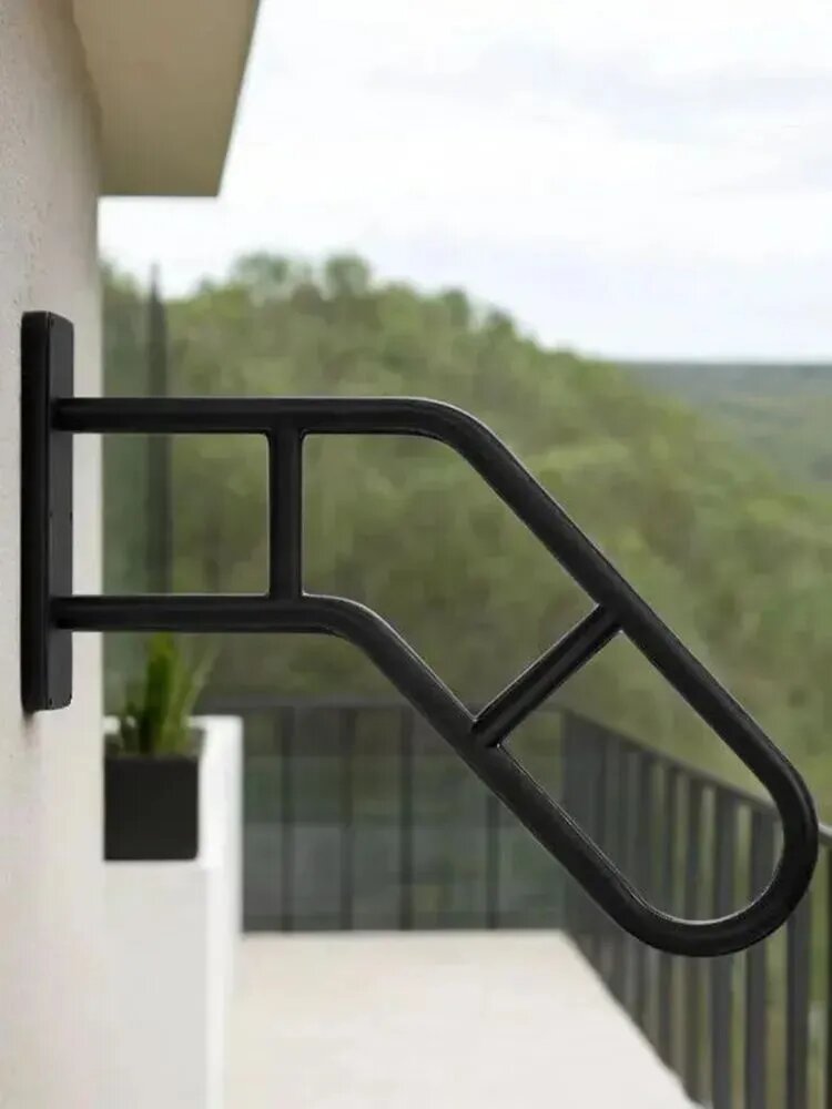 Входные перила металлические, Черный Поручень пристенный для пожилых людей