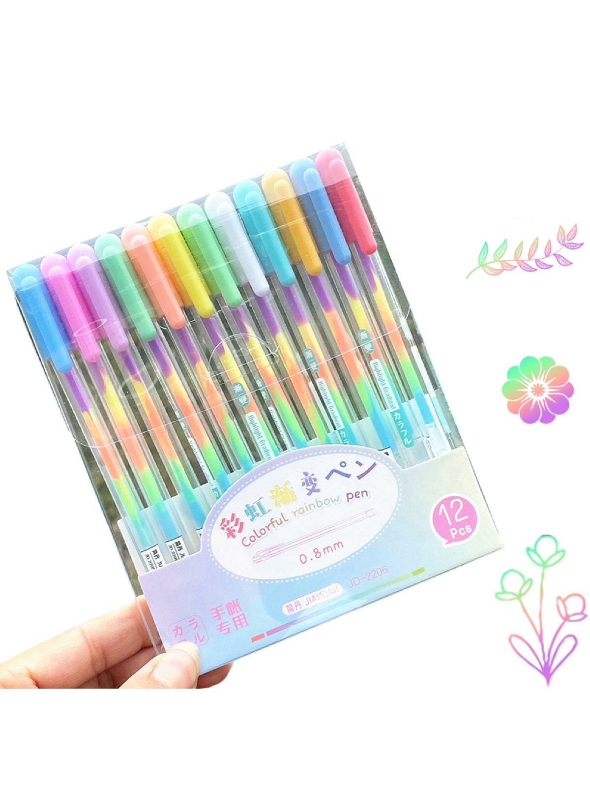 6/12 шт. Блестящая ручка Радужная Шариковая Ручка Декоративная ручка Радужная Гелевая ручка