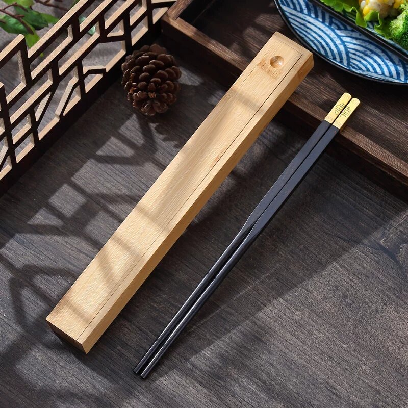 Фиолетовые палочки для еды из сандалового дерева, черного дерева, одна упаковка, индивидуальная упаковка, пара с