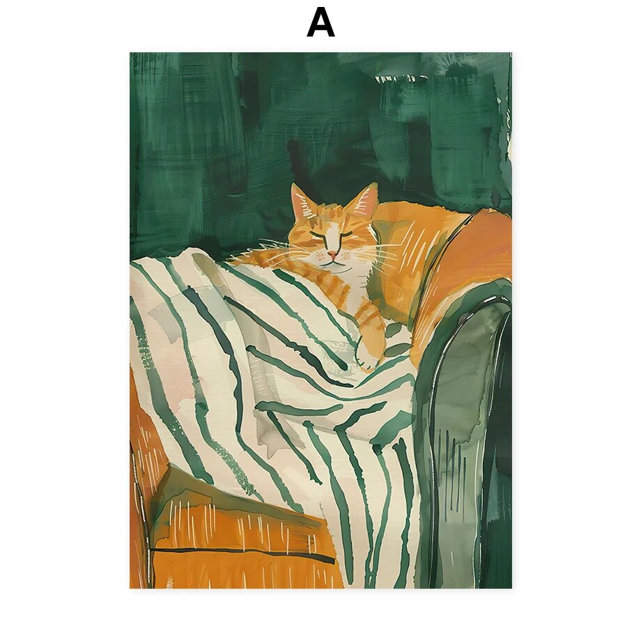 Женщина-кошка, абстрактные настенные художественные постеры, принты для кофейни, холст, декоративная живопись, украшение, настенные панно, декор для гостиной