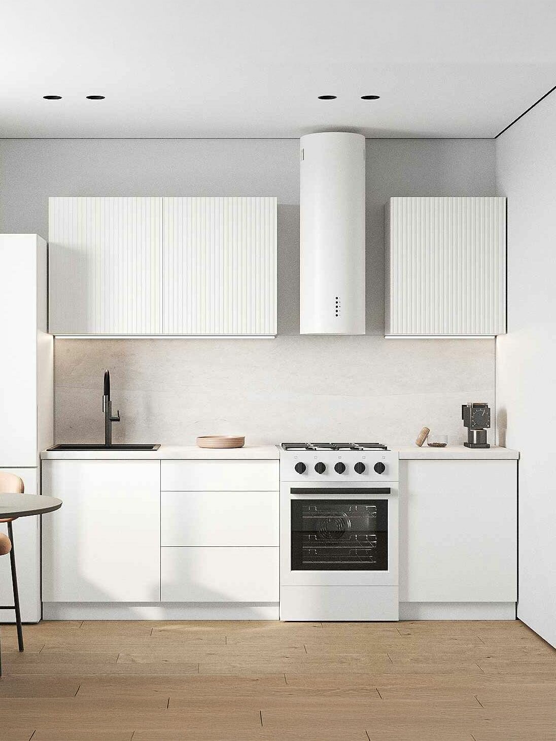 Кухонный гарнитур Комби 1.8 м, мебель для дома и кухни, Белый / Бланж