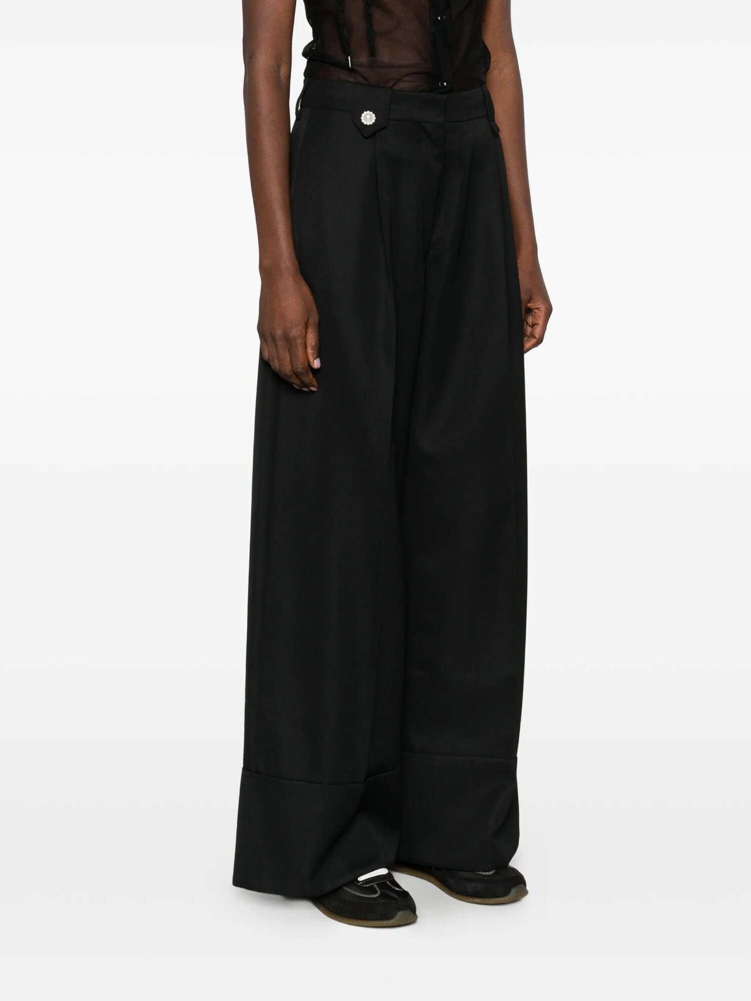Брюки Simone Rocha Button wide trousers, размер 10, black/black — фото 1