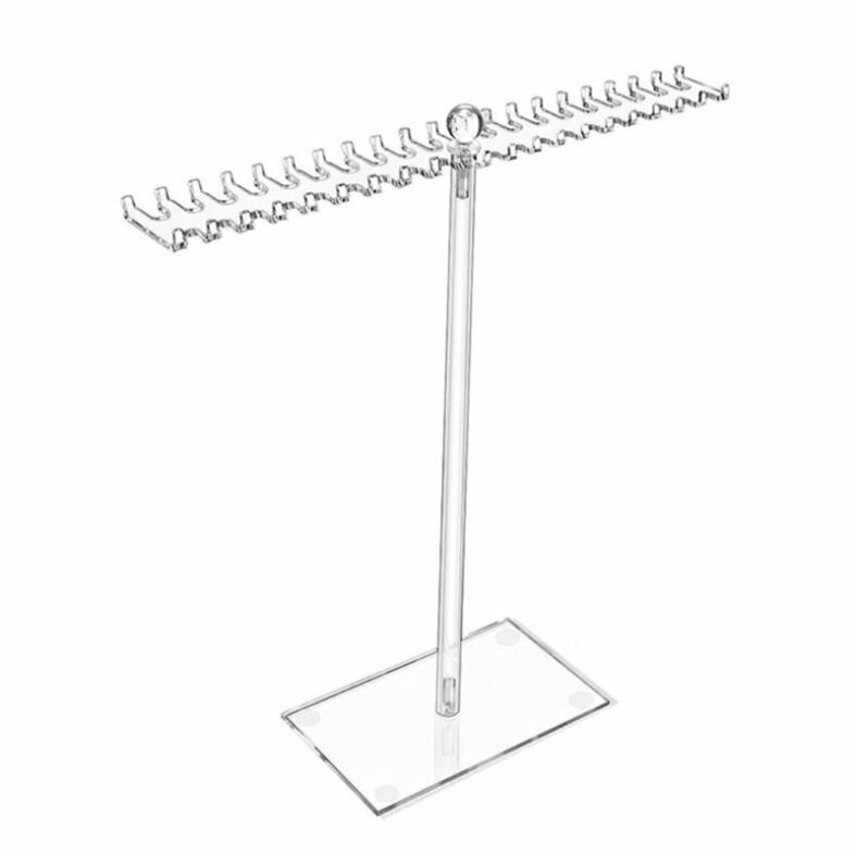 Эксклюзивный прозрачный стенд для демонстрации украшений, оснащенный двухсторонними крючками для эффективного размещения ожерелий и акриловых органайзеров