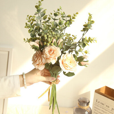 ⭐Роскошный высококачественный серебряный вазон с высоким горлом для вина, украшение для гостиной, цветочная композиция, искусственные цветы, декор для кофейного стола и обеденного стола⭐