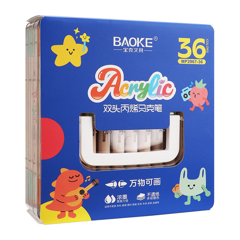 ⭐Маркер Baoke MP2967-24 с двумя наконечниками, акриловый, 60 цветов, 80 цветов, складная коробка, ручка для рисования для детей, DIY журнал⭐