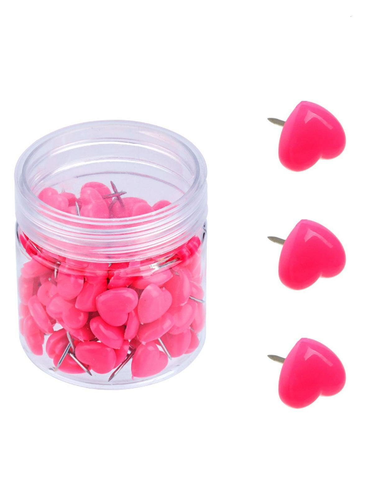 Пробковая доска с канцелярскими кнопками и булавками для заметок, Розовый 100 шт.