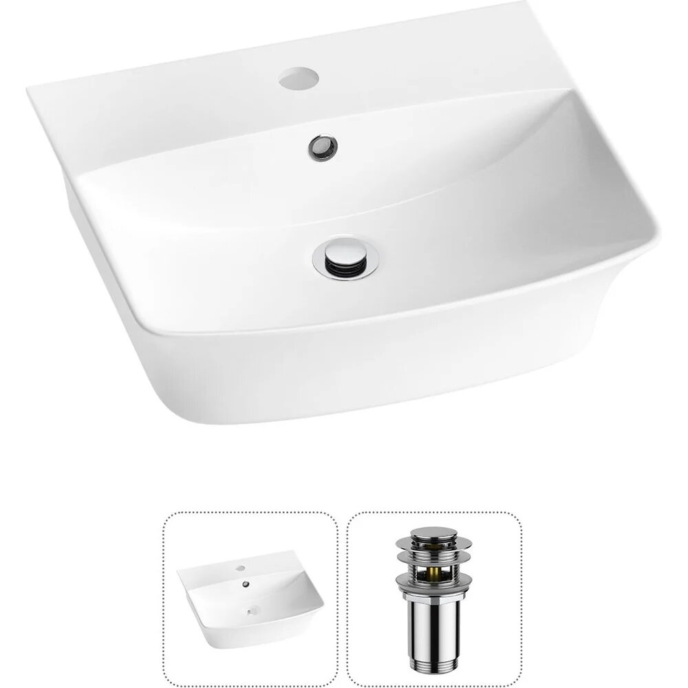 Комплект Wellsee 2 в 1 Lavinia Boho Bathroom Sink накладная/подвесная раковина 45x40 см 20216749R