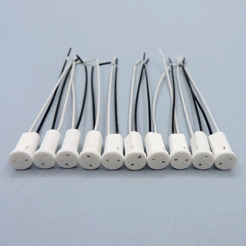 Патрон для лампы, Цоколь: G4, 100 Вт, Галогенная, Светодиодная, 10 шт.