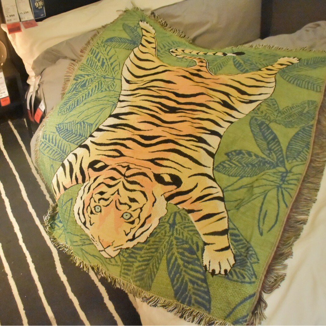 Декоративный гобелен, плед для отдыха, плед для кондиционера, плед с головой тигра, многофункциональное покрывало