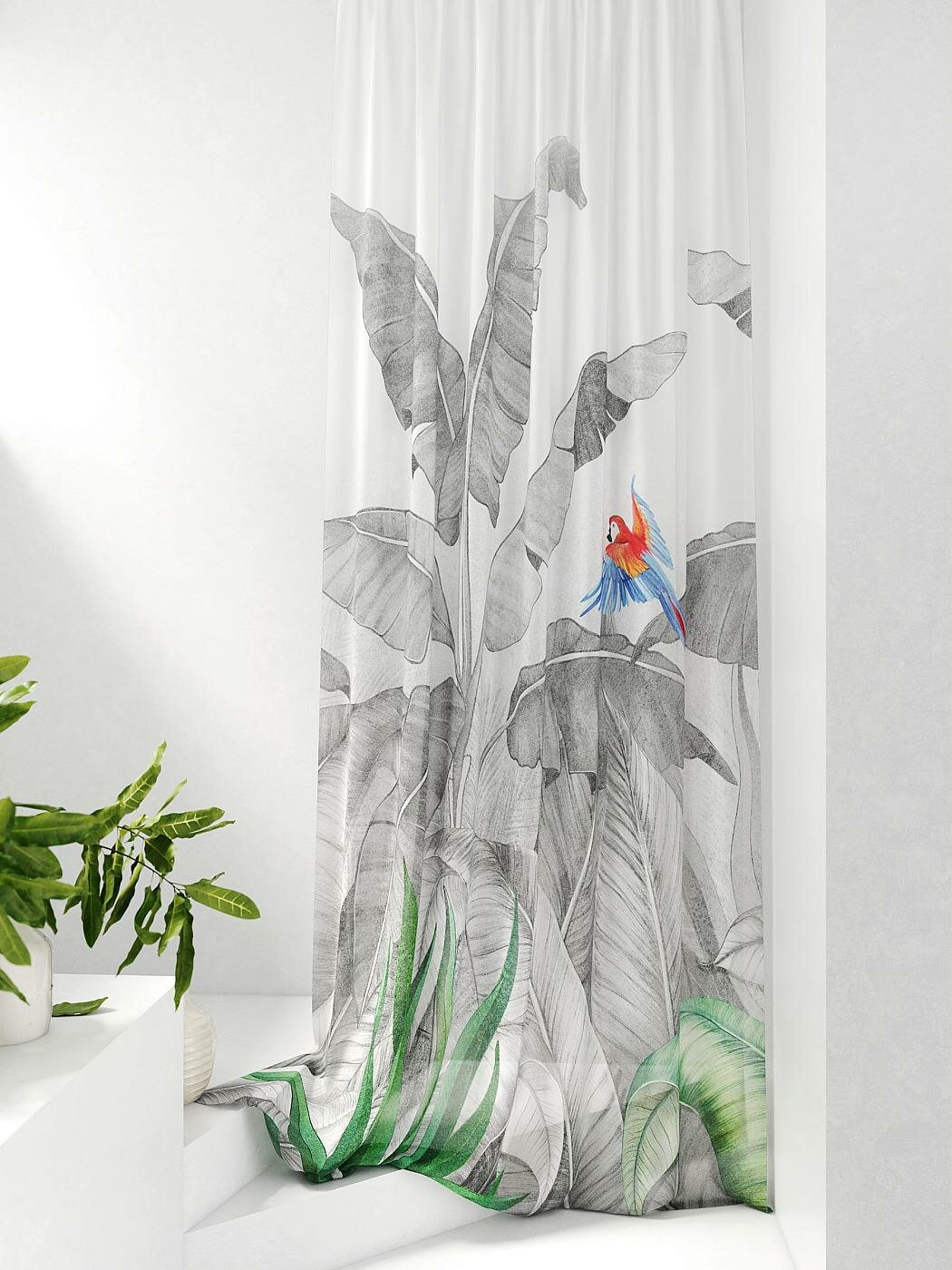 Штора для спальни и гостиной готовая 150x260 см с рисунком (589048-260)