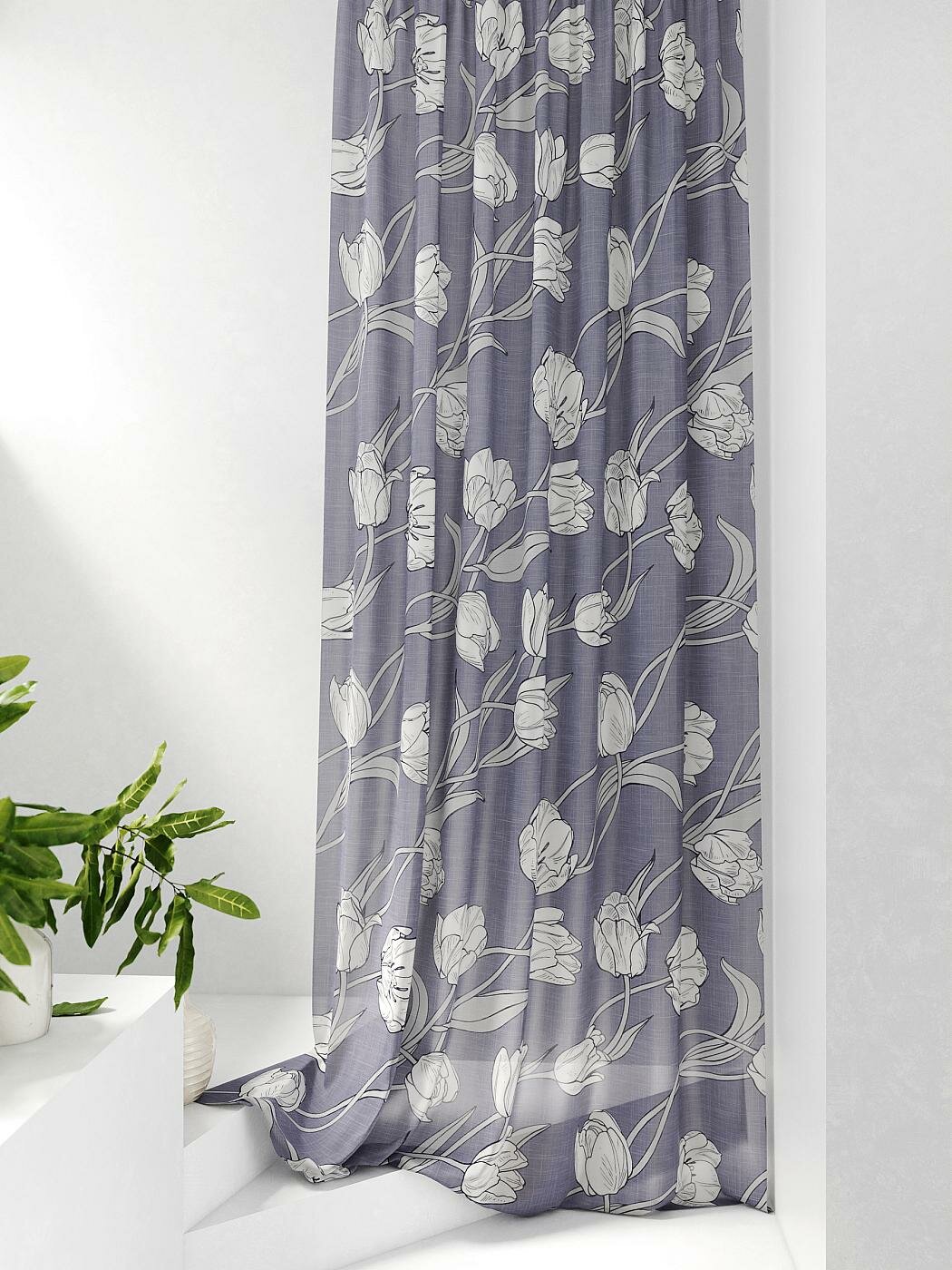 Штора для спальни и гостиной готовая 150x260 см с рисунком (589101-260)