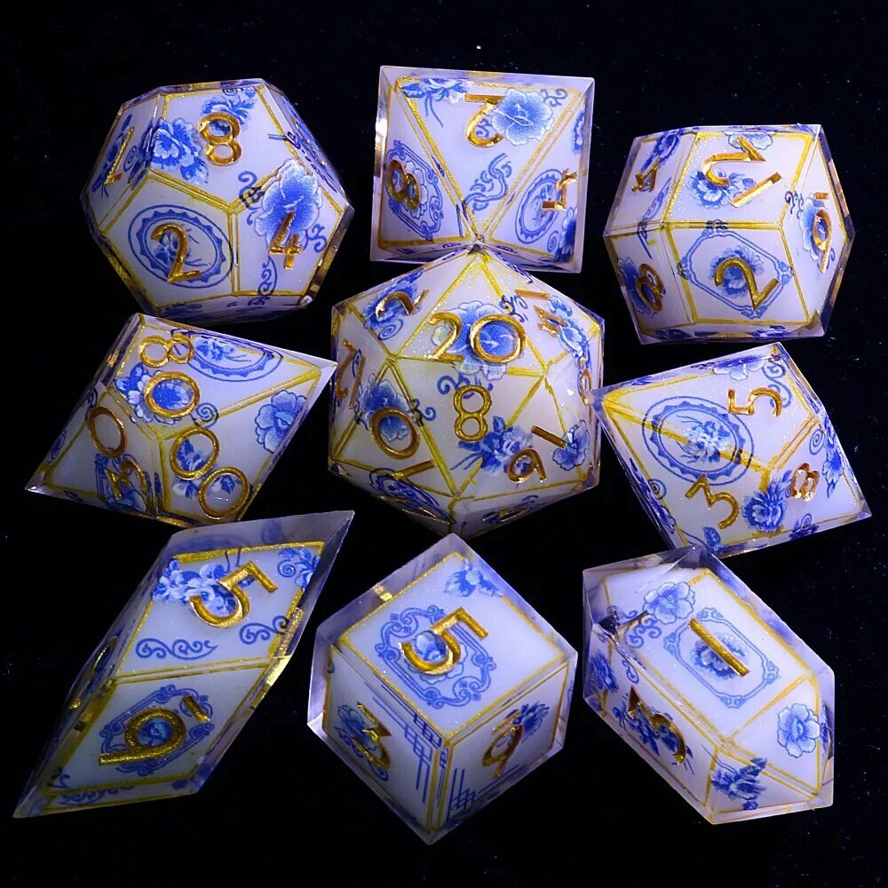 Набор из 9 полиэдрических смоляных костей DnD: Императорский Синий Указ Dice Set Dungeons & Dragons RPG