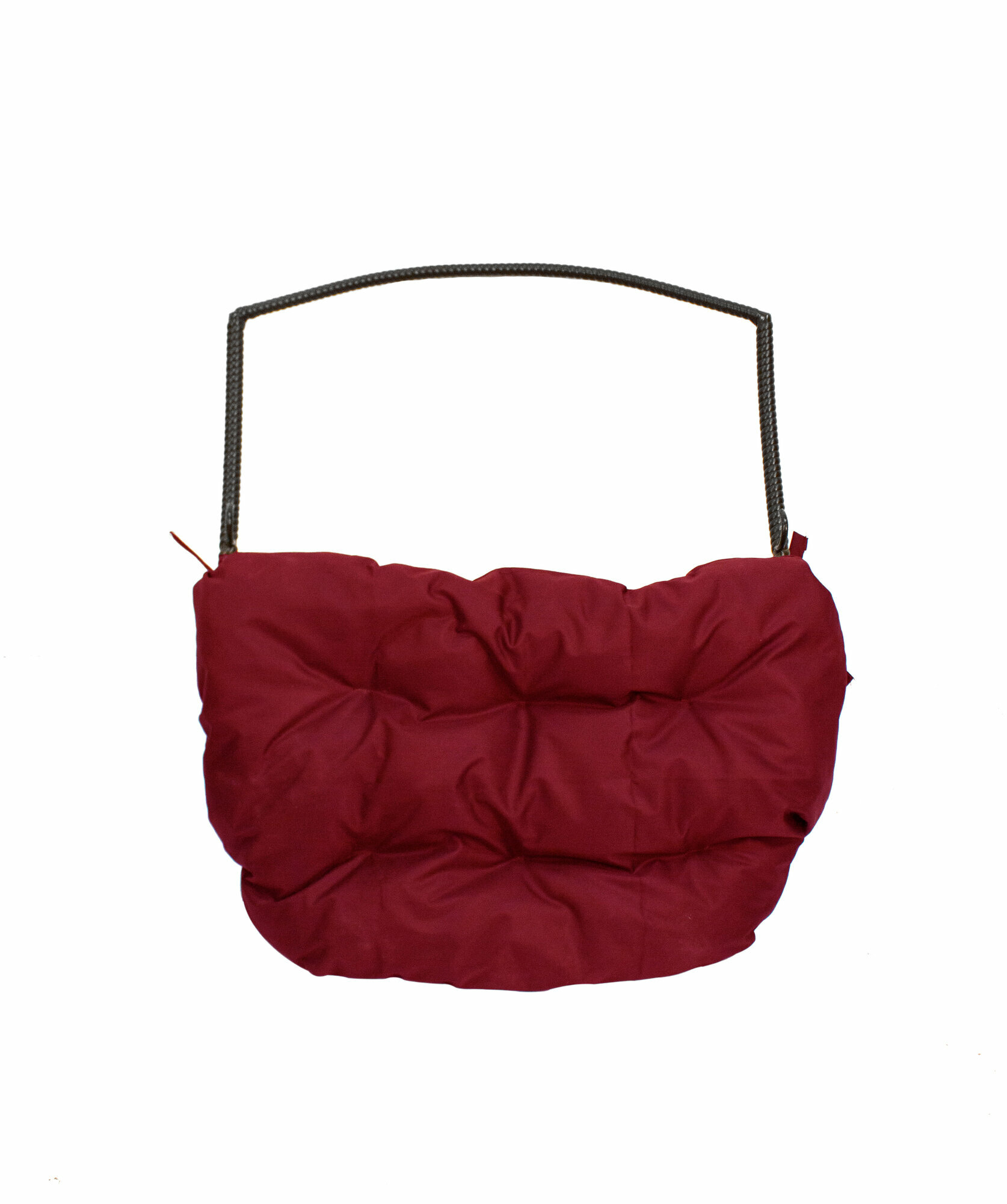 Подставка для ног на кресло подвесное для двоих, с ротангом черное, бордовая подушка