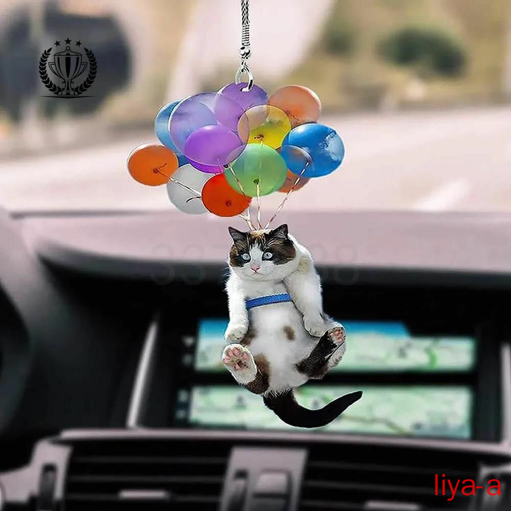 GM Акриловый автомобильный кулон с воздушным шаром в виде кота, подвесной брелок с милым котом