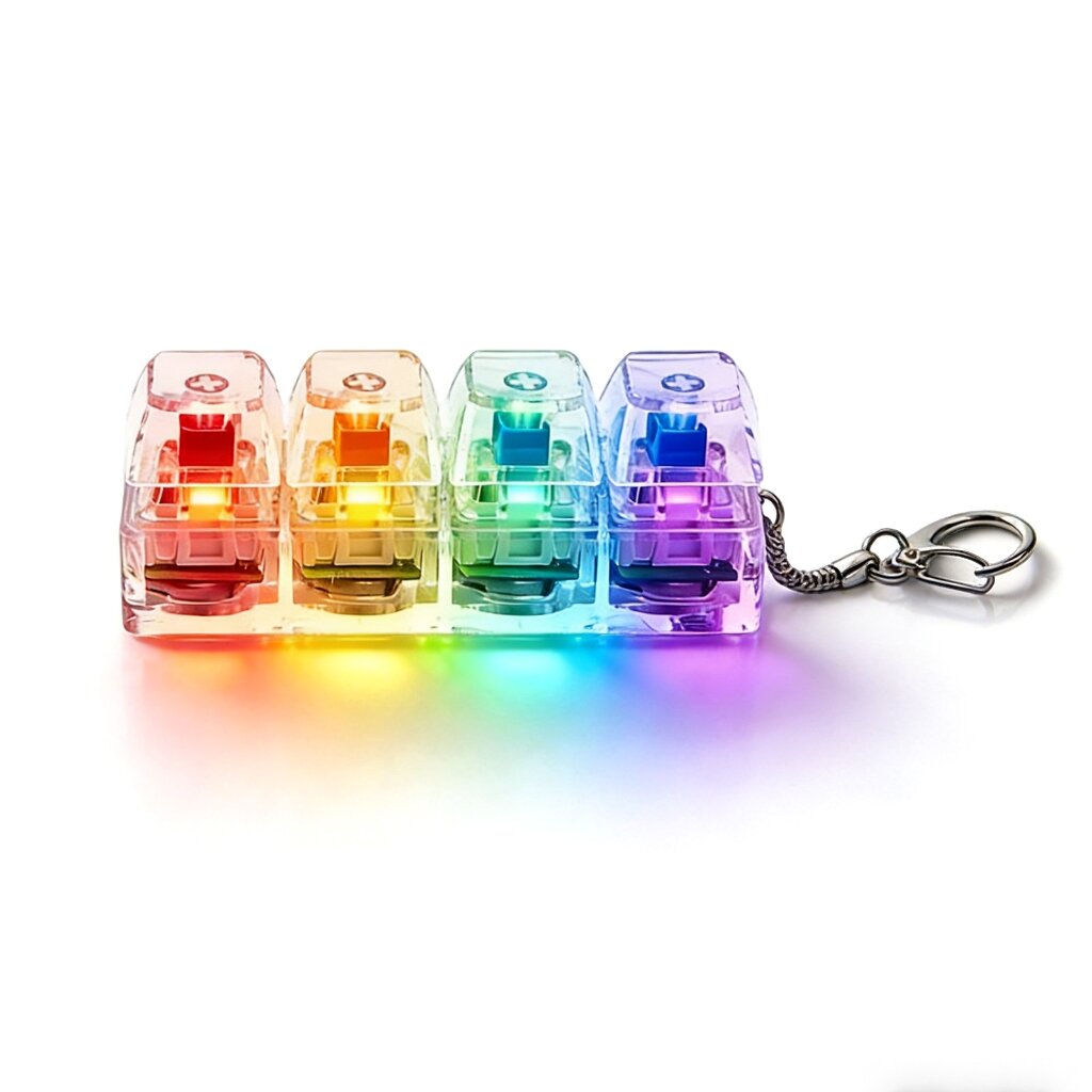 Светящиеся брелки с четырьмя клавишами-Непоседами для снятия стресса для портативного Отдыха и ночной видимости клавиатуры Материал ABS
