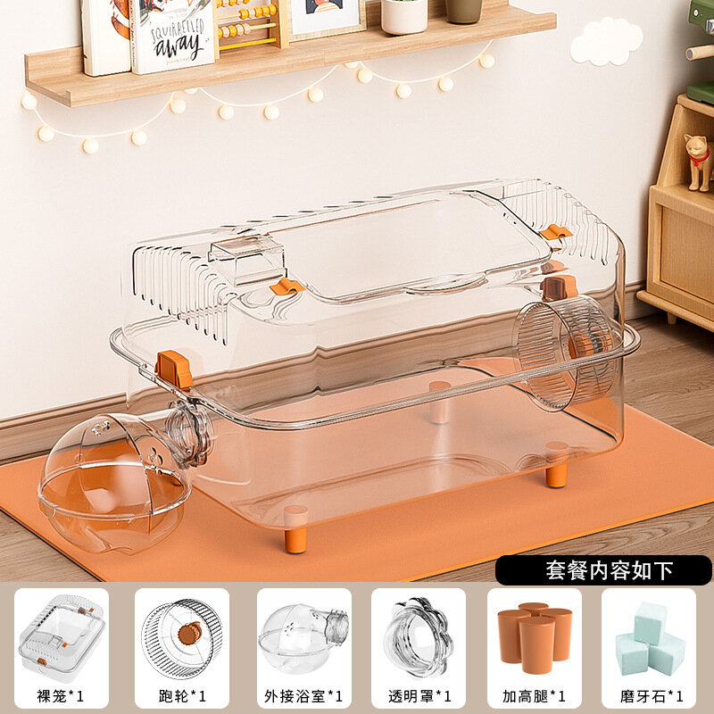 Роскошная очень большая клетка для виллы, полностью прозрачная золотая клетка для хомяка с беговым колесом, просторная клетка для домашних животных