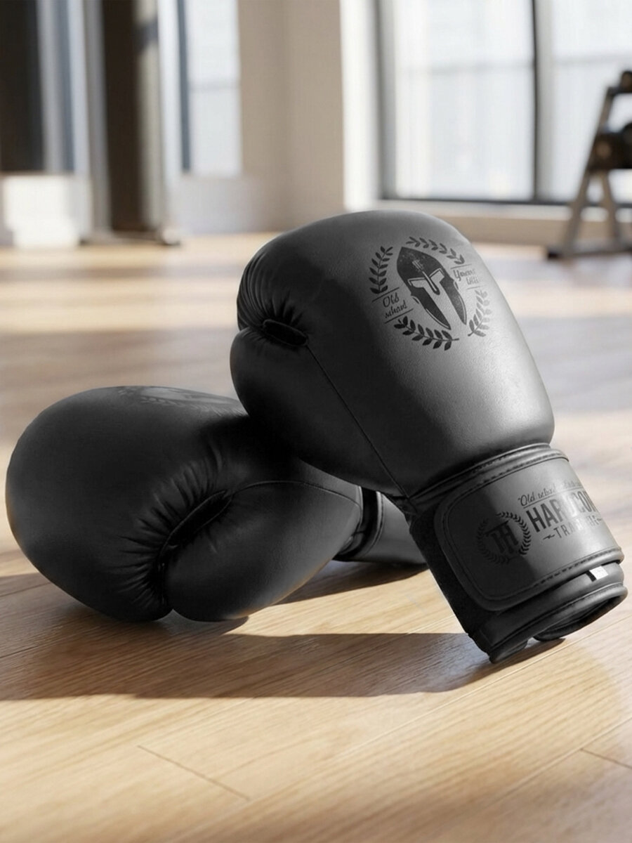 Боксерские перчатки 12 унций Hardcore Training Helmet Black/Black