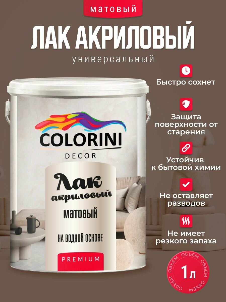 Лак матовый, универсальный, интерьерный для творчества 1кг