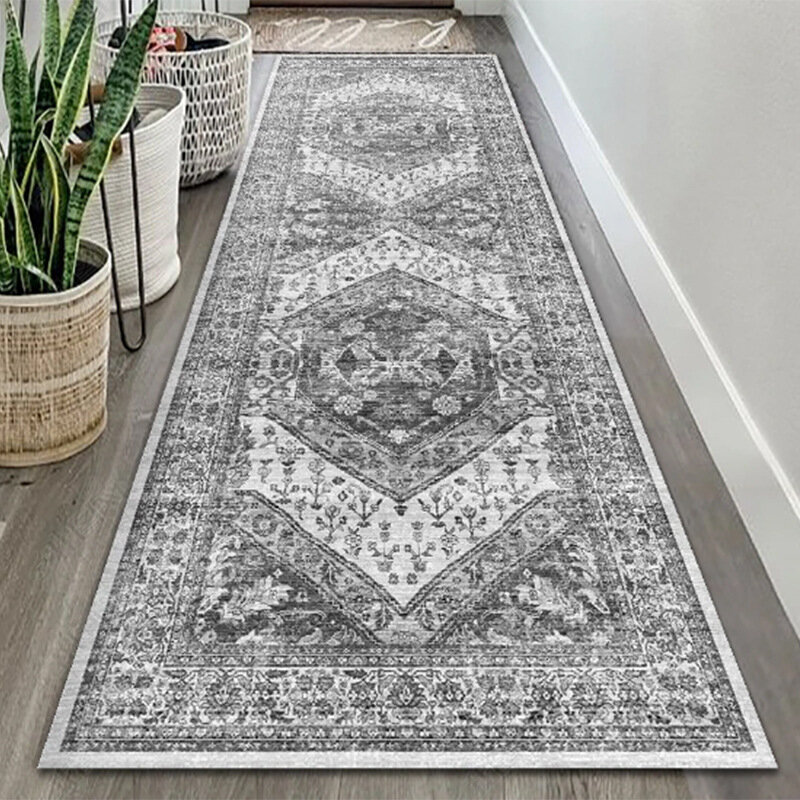 Ковер для прихожей, имитация кашемира, с мытым дном, нескользящий, для входа, коридора, прохода, лестницы, длинный полосатый ковер