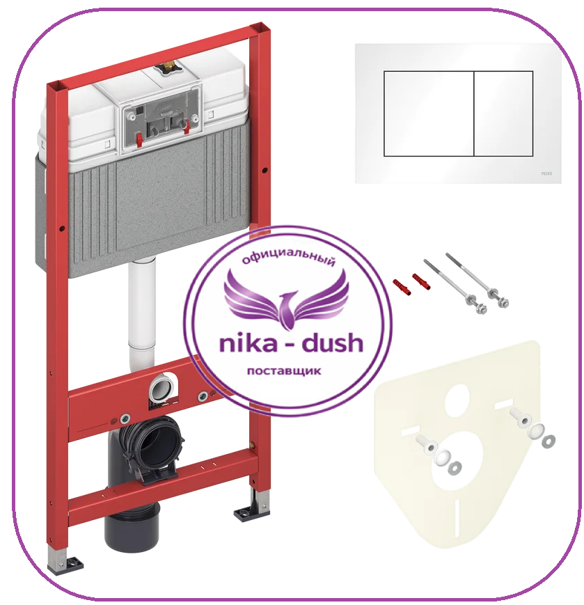 Инсталляция TECE 4в1 9400413 белая панель смыва с шумозоляционной прокладкой