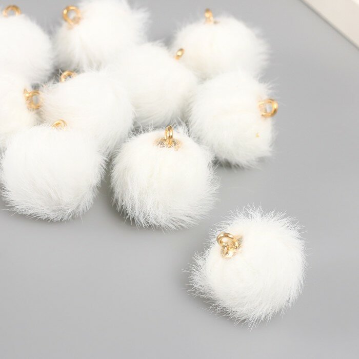 Декор для творчества искусственный мех "Шарик" белый набор
