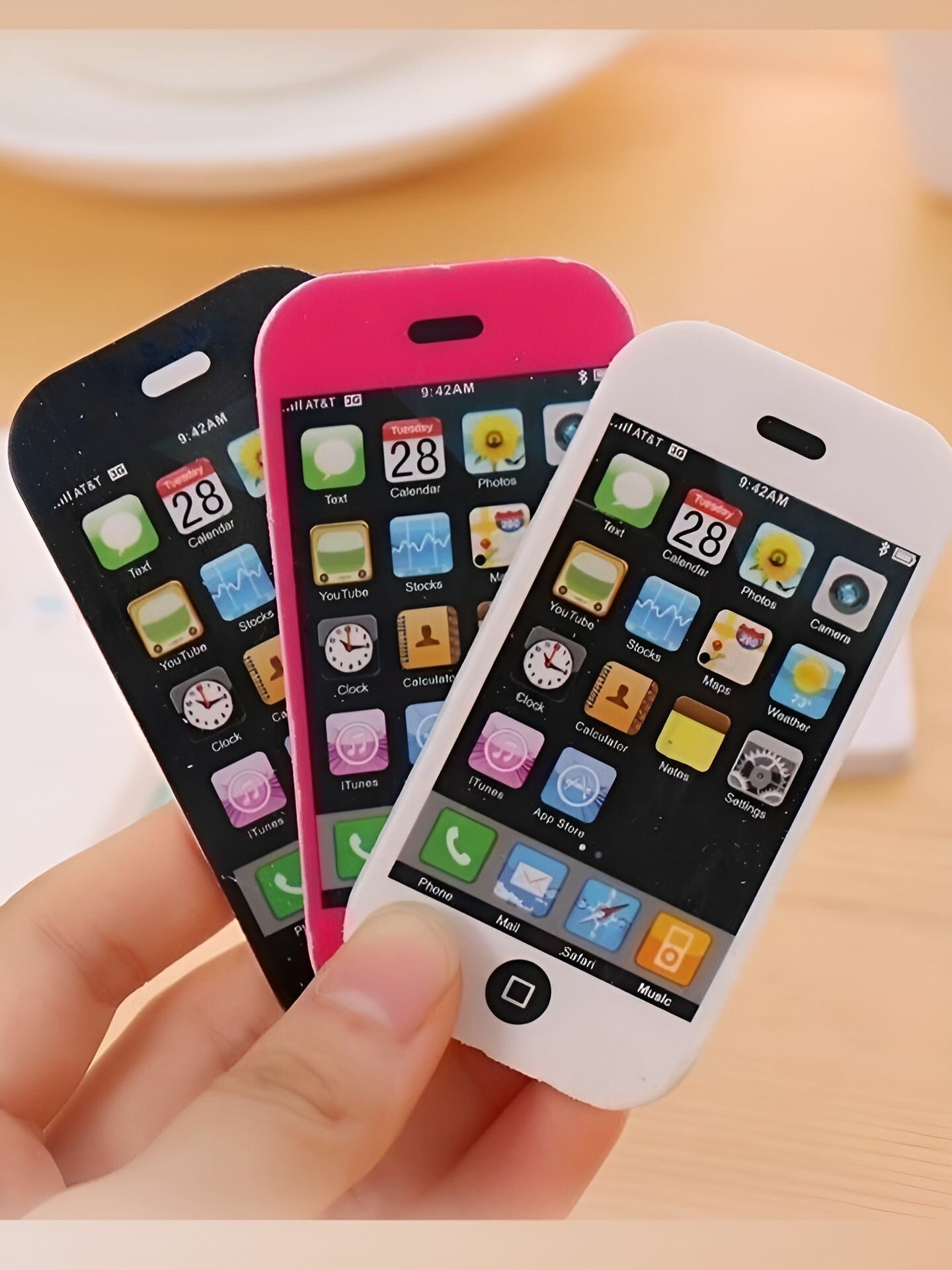 Школьный ластик, 2 комплекта по 6 штук в стиле мобильного телефона Apple, черный, белый, розовый