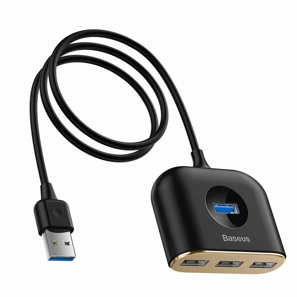 Адаптер Baseus Square round 4 in 1 USB HUB Adapter 1m черный CAHUB-AY01