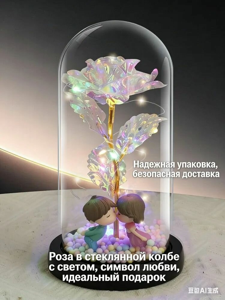 Искусственная роза "Креативный цветок", черная, матовая, в подарочной коробке, 24 карата Поцелуй по умолчанию