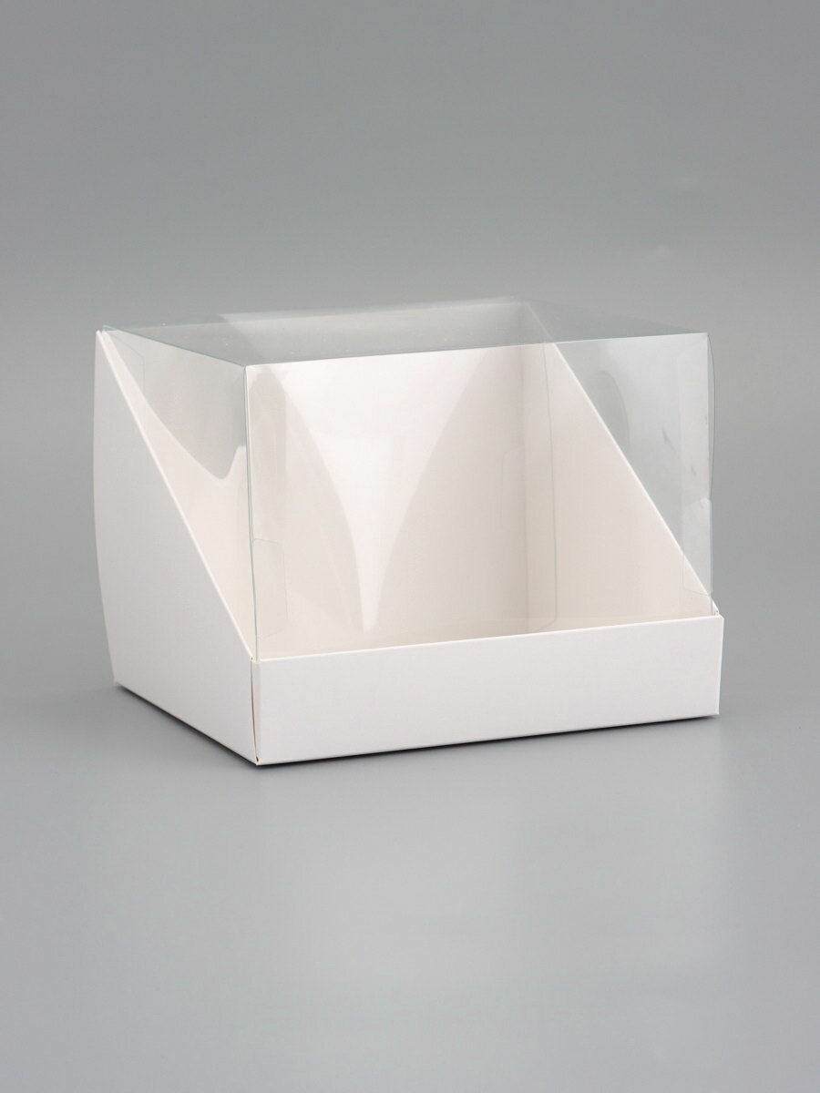 Коробка под бенто-торт, белая, с прозрачной крышкой, 16x16x12.5 см