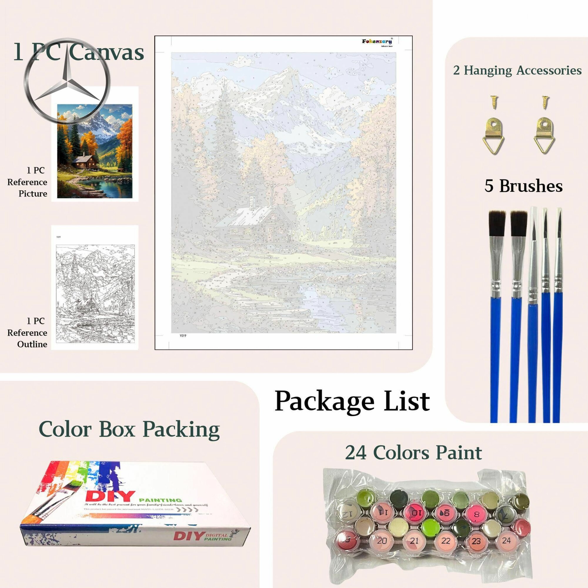 DIY Картина по номерам Снежный горы и лес 40х50/без рамки/Набор для цифровой живописи