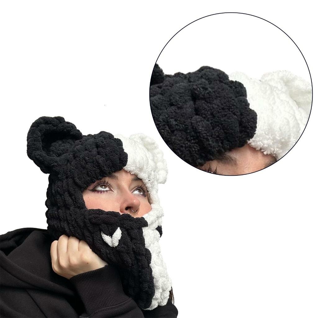 Балаклава «Медвежьи уши» для Хэллоуина, Черно-белый