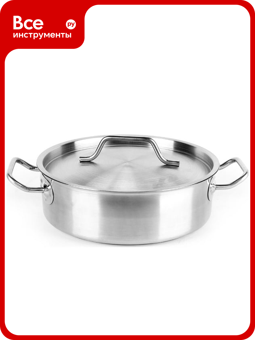 Кастрюля Viatto Commercial нержавеющая сталь, тройное дно, 320x120 мм, объем 10 л, с двумя ручками 101326 62071