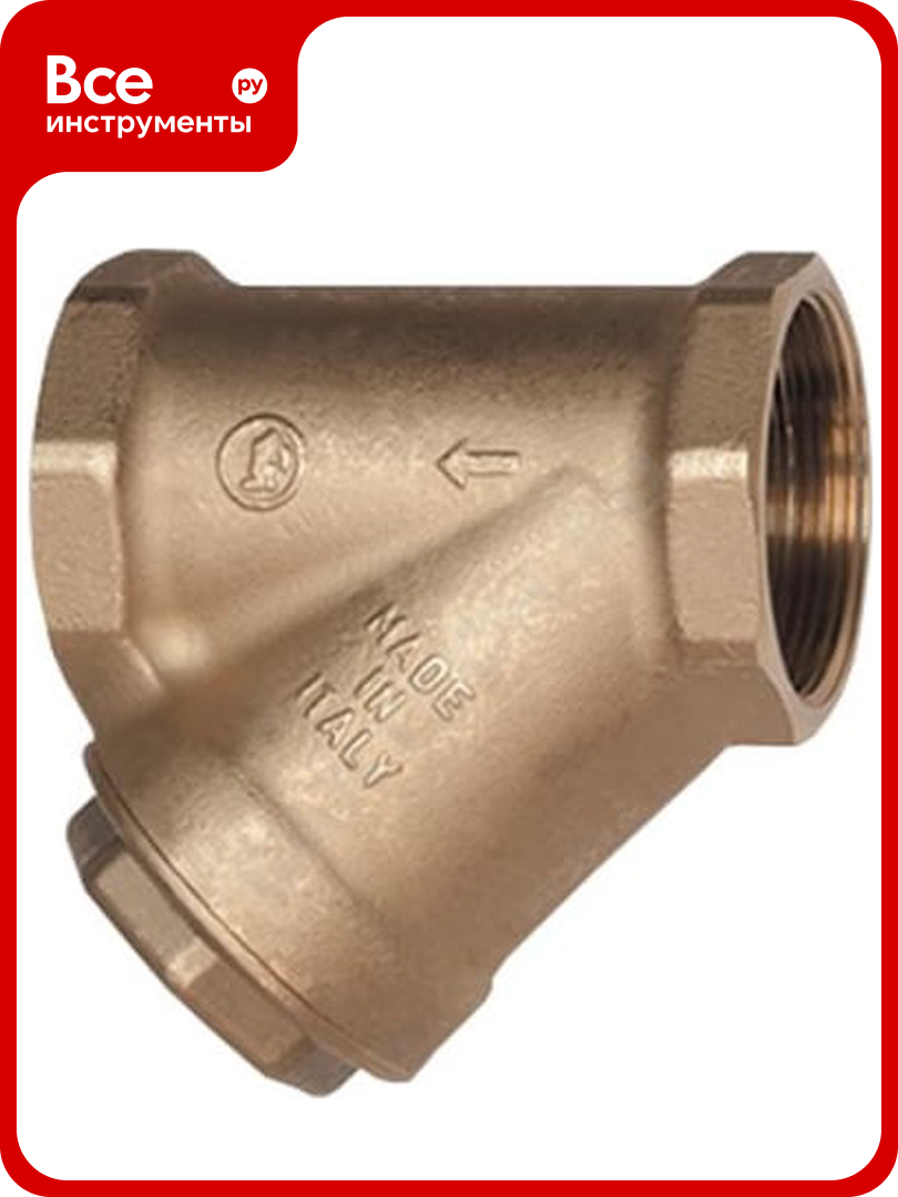 Магнитный сетчатый фильтр Giacomini Y-образный из латунного корпуса, косой тип, резьба 1 1/4F, для водоснабжения