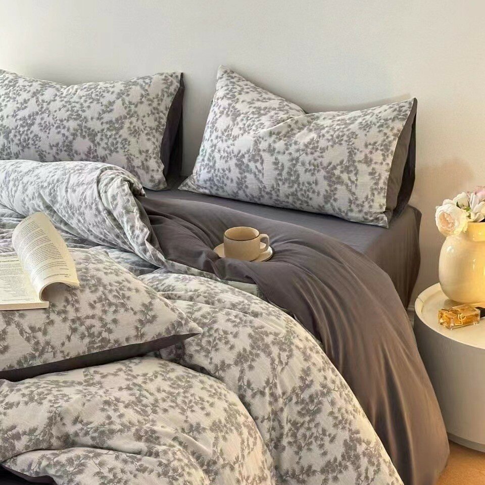 Двухслойные хлопчатобумажные кровати класса А набор из четырех частей Е Лин_1.8m постельное белье набор из четырех