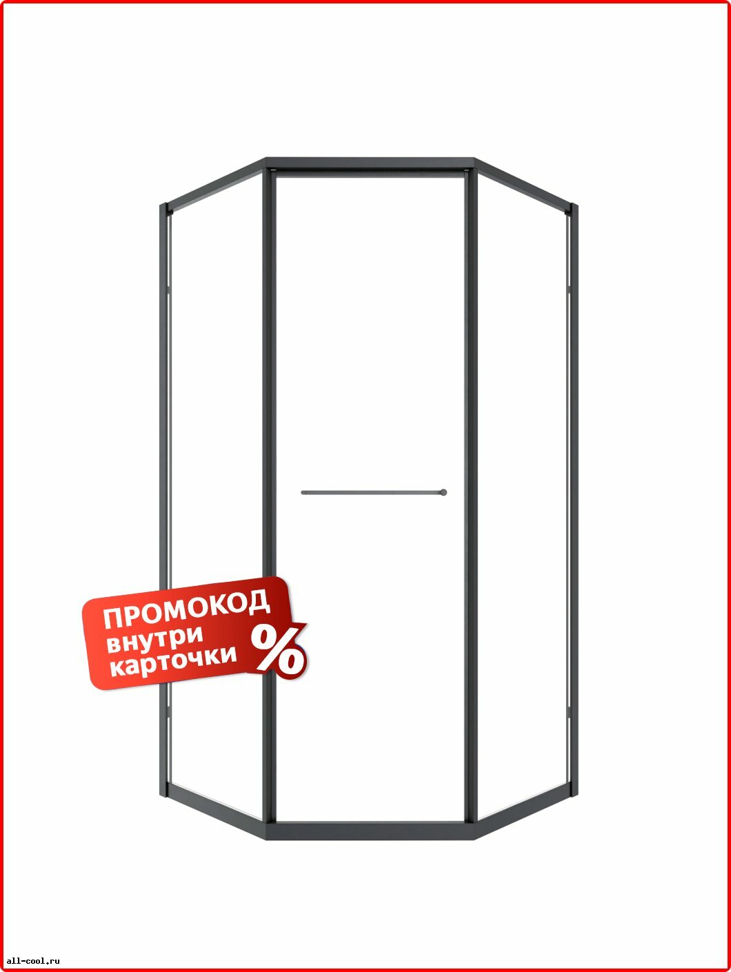 Душевой уголок Timo Gualtiero 100x100, пятиугольная, прозрачное, черный, раздвижные, без поддона в комплекте, левосторонний