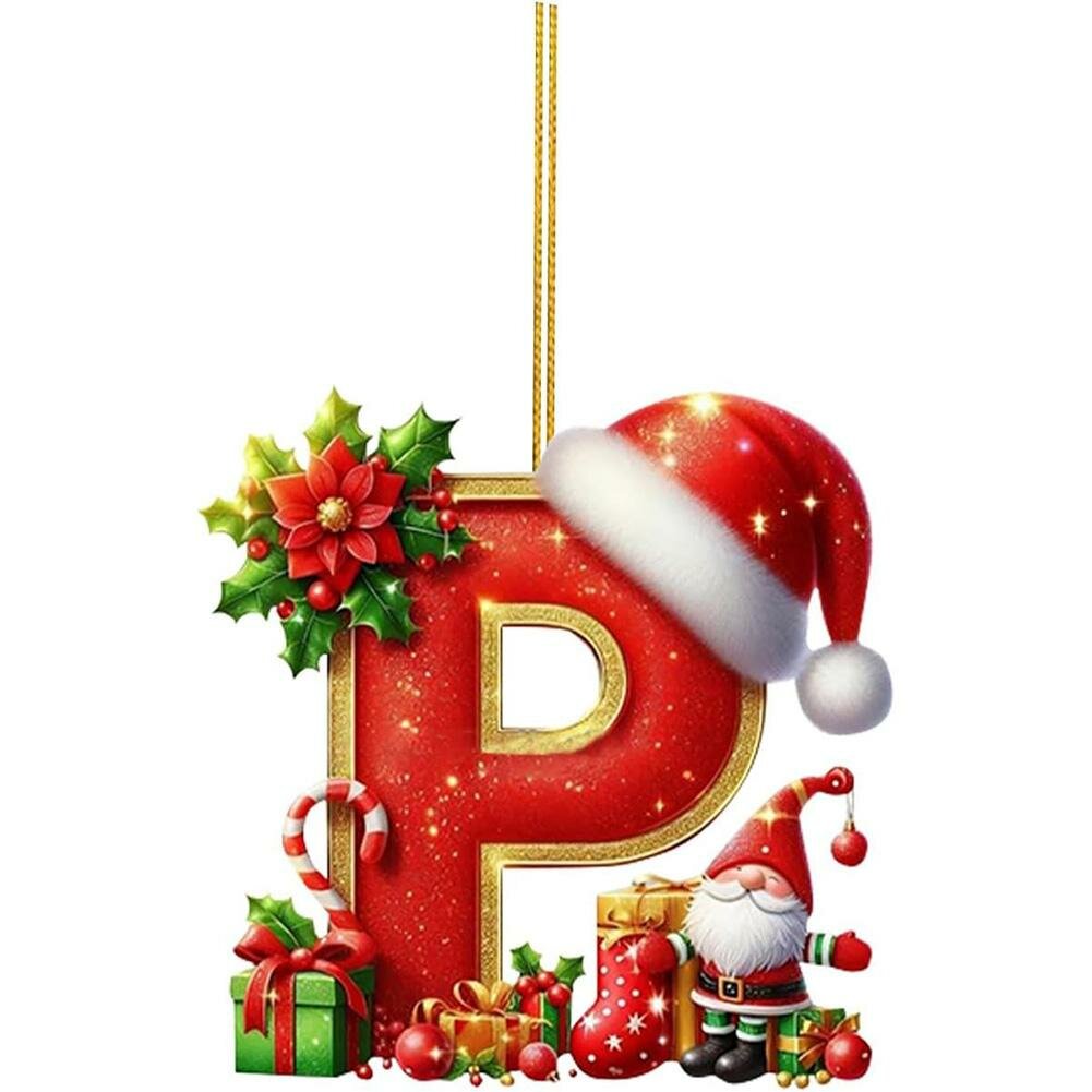 26 рождественских украшений в виде букв, 3-дюймовые подвески-буквы для шляпы для украшения елки, рождественские алфавитные подвесные украшения для подарков на рождественскую вечеринку.