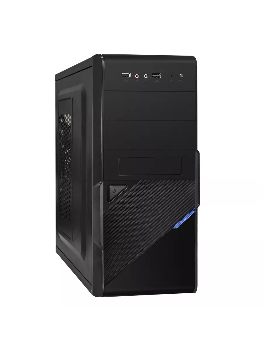 Корпус для компьютера Exegate BA-201, AA400, черный, Midi-Tower, 4 слота расширения