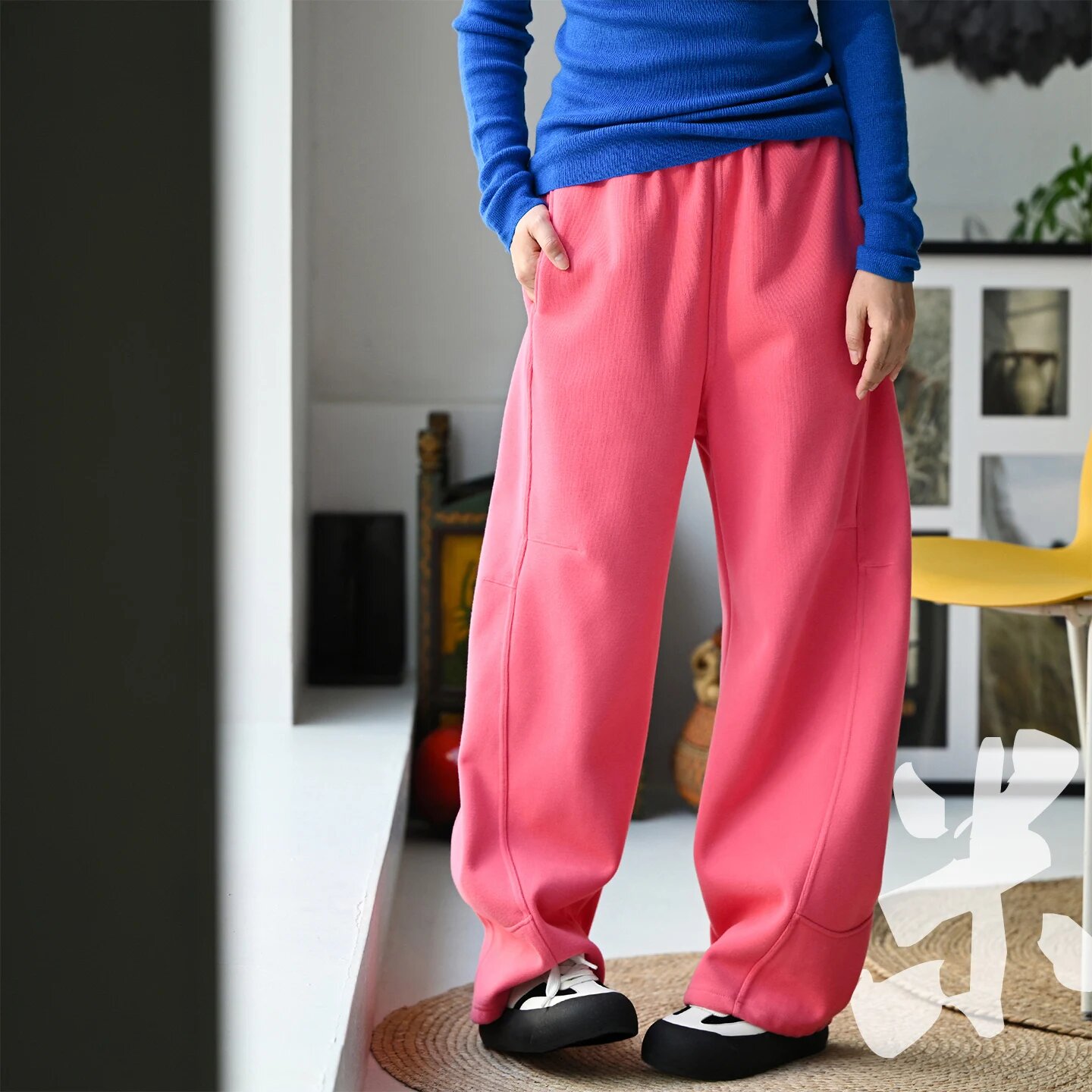 Женские свободные флисовые брюки K78853 Розовый, XL, Pink