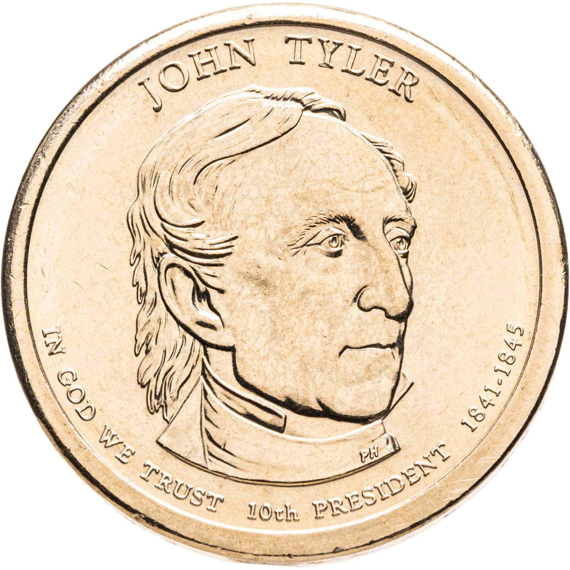 США 1 доллар 2009 P "10-й президент США - Джон Тайлер", Латунь, в сохранности UNC