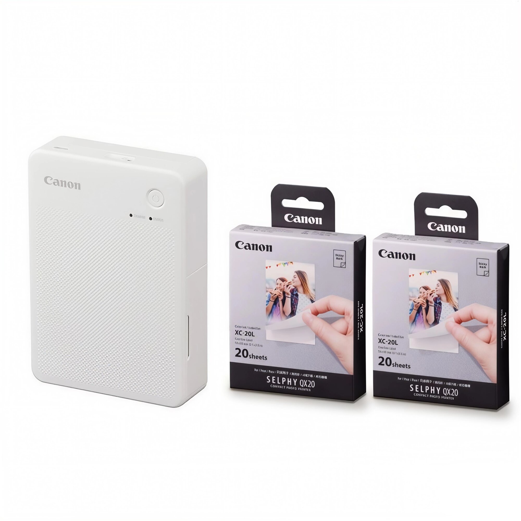 Фотопринтер Canon SELPHY QX20 , Портативный беспроводной фотопринтер с термофиксацией (+фотобумаги XC-20L*2)