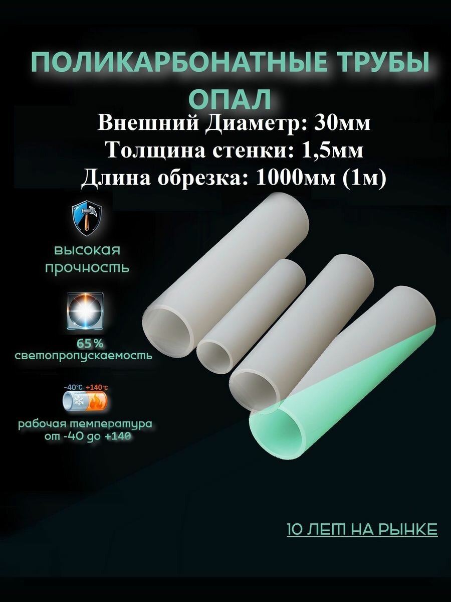 Поликарбонатная труба опал ф30х1,5х1000мм