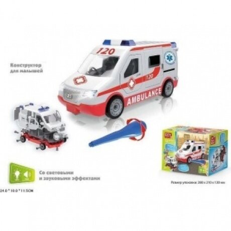 Конструктор Машина Скорая помощь со свет. звук. эффект. в коробке 1374