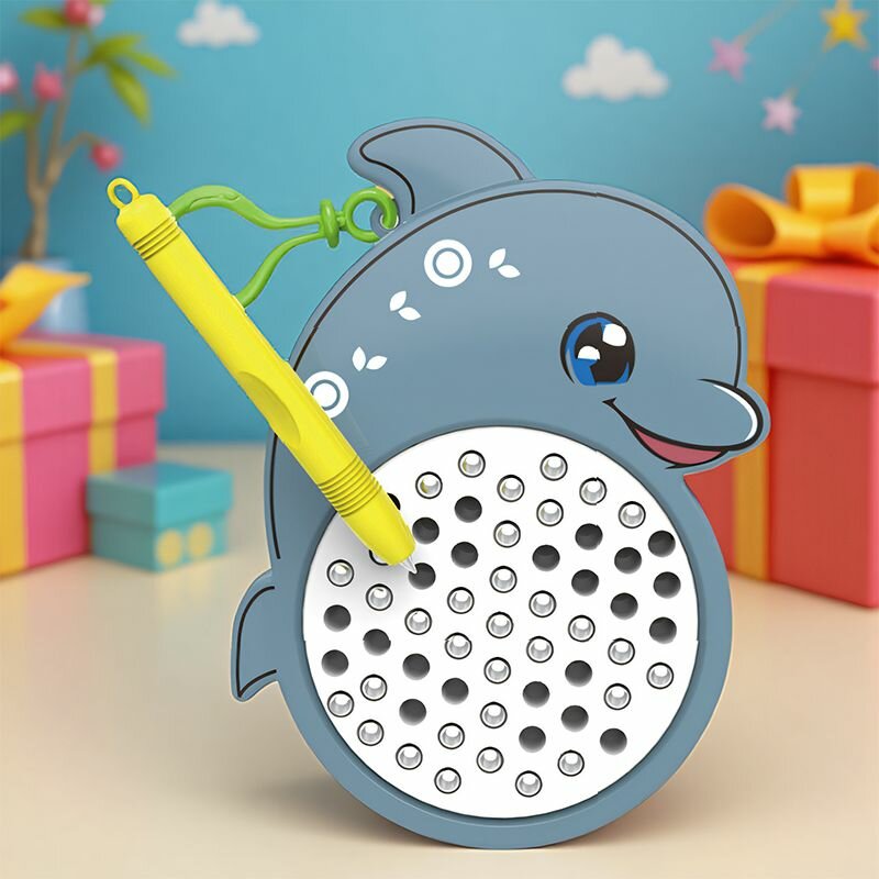 Магнитная доска для рисования с бусинами, креативный брелок с магнитными стальными бусинами в виде животных и фруктов, игрушка для снятия стресса для детей, подарок на день рождения для мальчиков и девочек