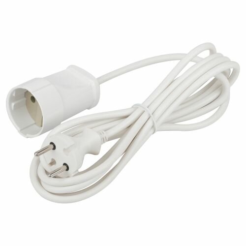 Удлинитель электрический ЭРА "UX-1-3m", 1 розетка, без заземления, белый, 3 м