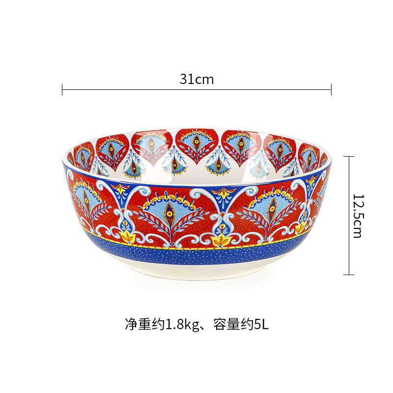 Европейский и американский стиль, американская суповая миска, раскрашенная большая миска, домашняя миска под глазурью, фруктовая миска, персонализированная салатная миска 12inch года, пасторальный стиль
