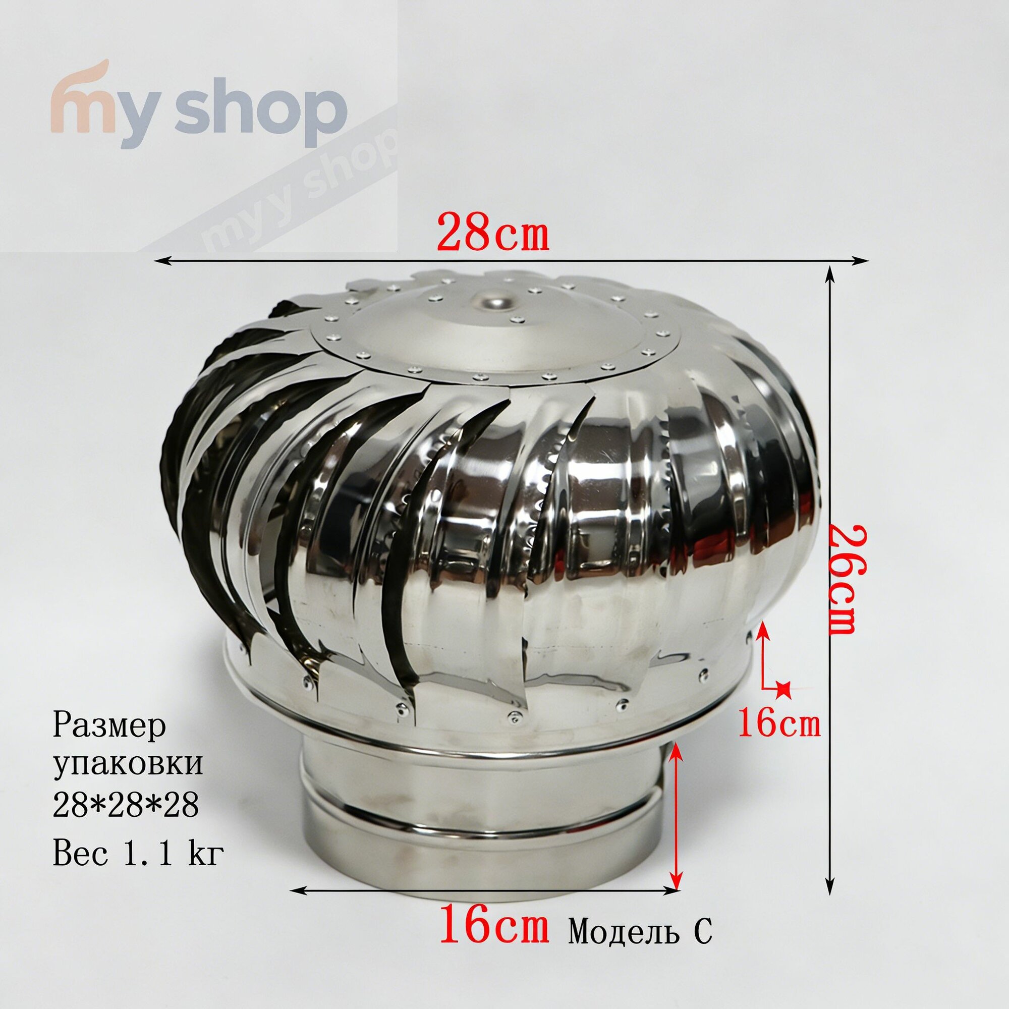 Крышный вентилятор из нержавеющей стали, тип 160C